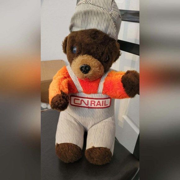 Other | Vintage 198s Cn Rail Oscar Mascot Cuddly Toy 15 Plush Bear Vtg ...